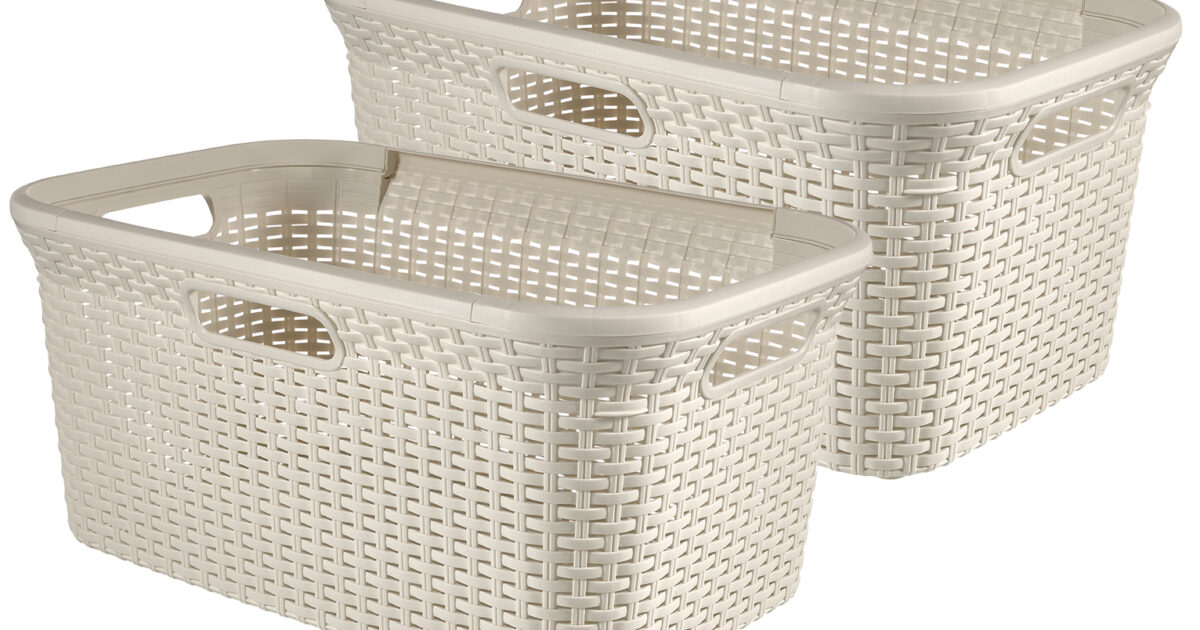 Curver style wasmand 45 liter vintage wit 2 stuks | Coppens Warenhuis