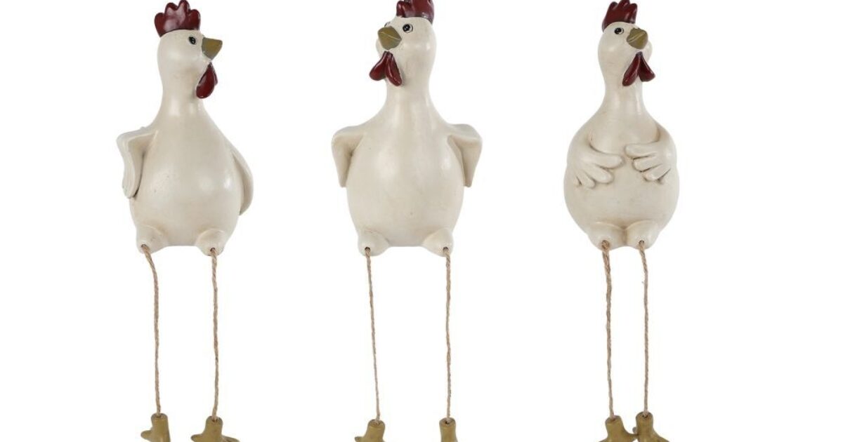 Sculptuur Kip wit 3 assorti polystone | Coppens Warenhuis