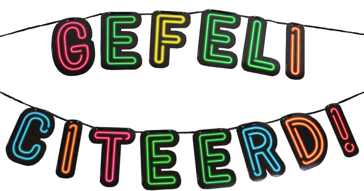 Neon slinger - Gefeliciteerd OP=OP | Coppens Warenhuis