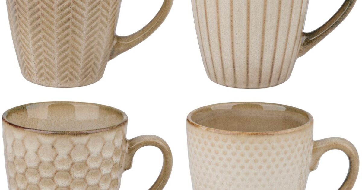 Mokken in assorti designs beige 200 ml | Coppens Warenhuis