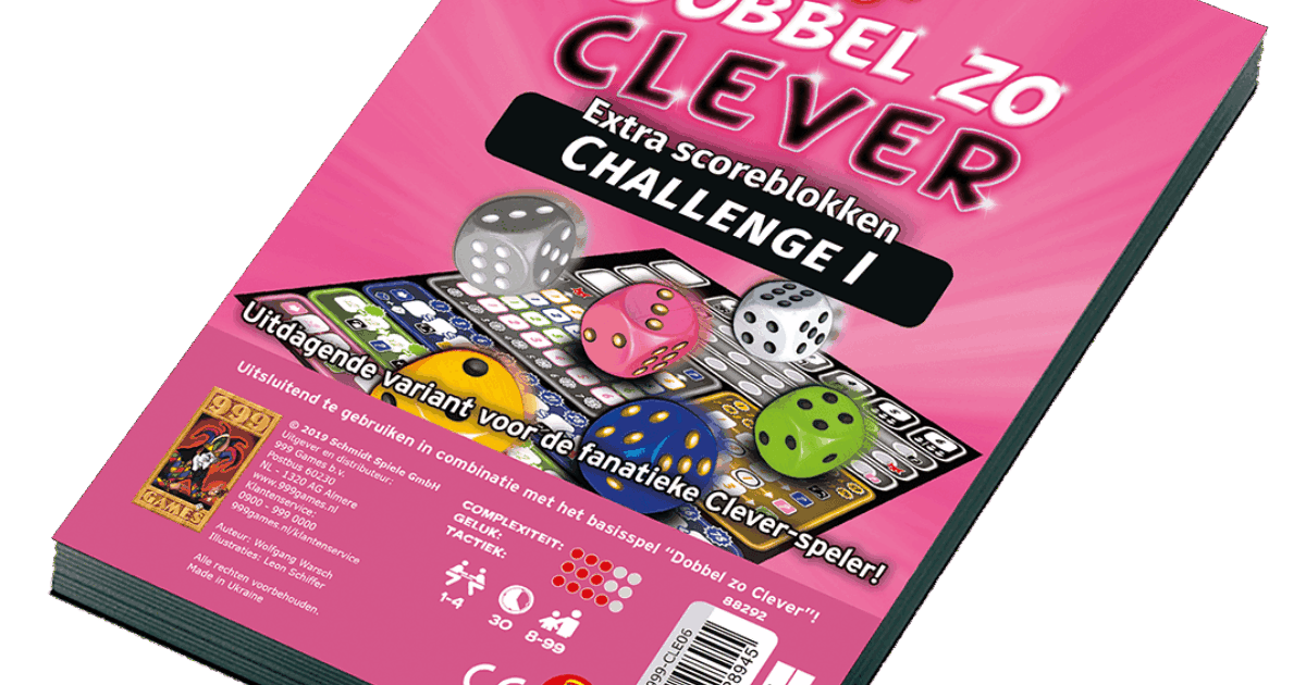 999 Games Dobbel zo clever challenge scoreblok -… | Coppens Warenhuis