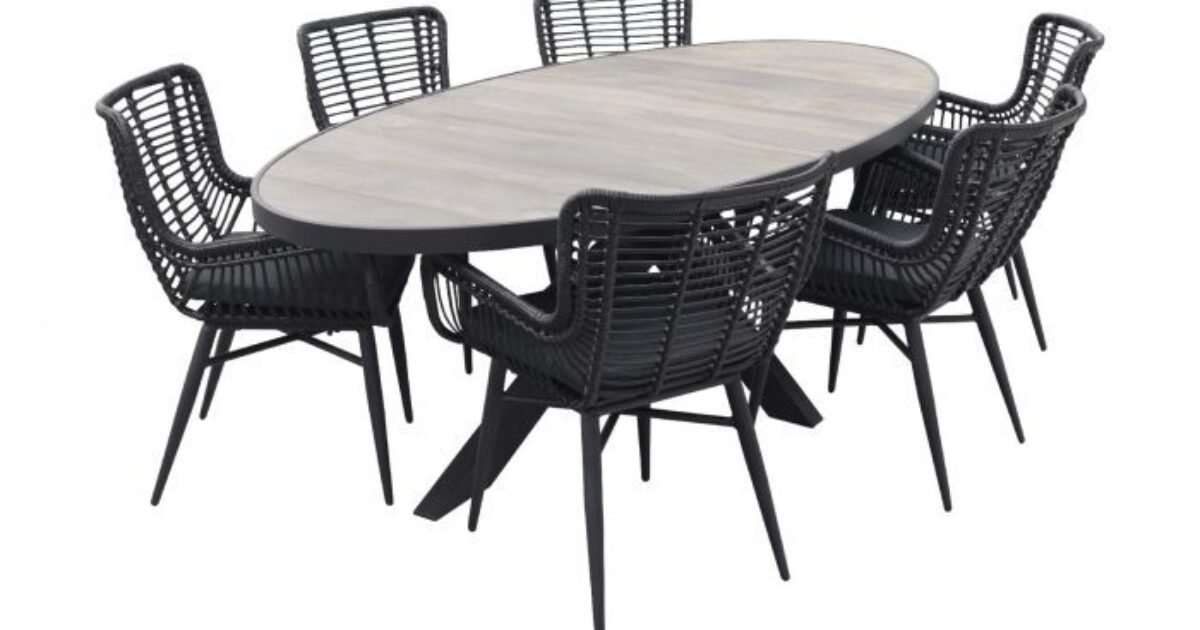 Kismo ovale tuintafel met 6 jasmine dining… | Coppens Warenhuis
