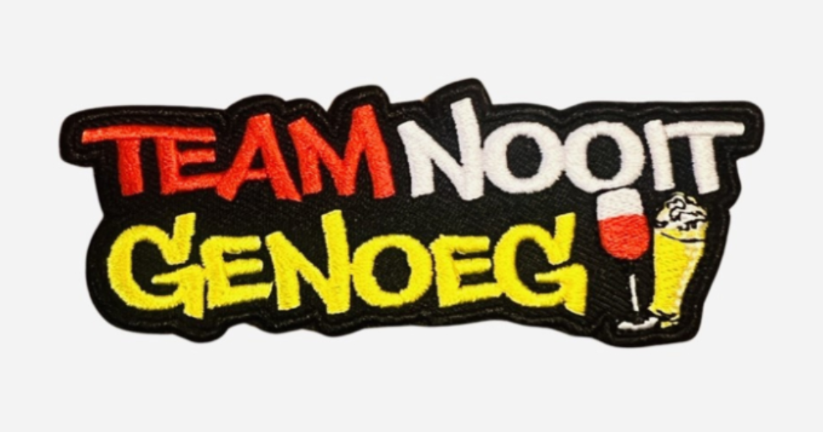 Embleem team nooit genoeg | Coppens Warenhuis